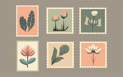 A Set Of Postcards With A Variety Plants And Flowers 27450114 Vector