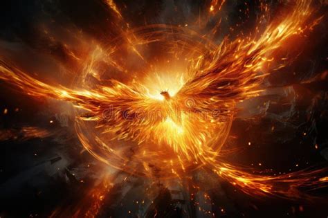 Phoenix Is Flying Burning With Fire Birds Mythical Creatures Stock