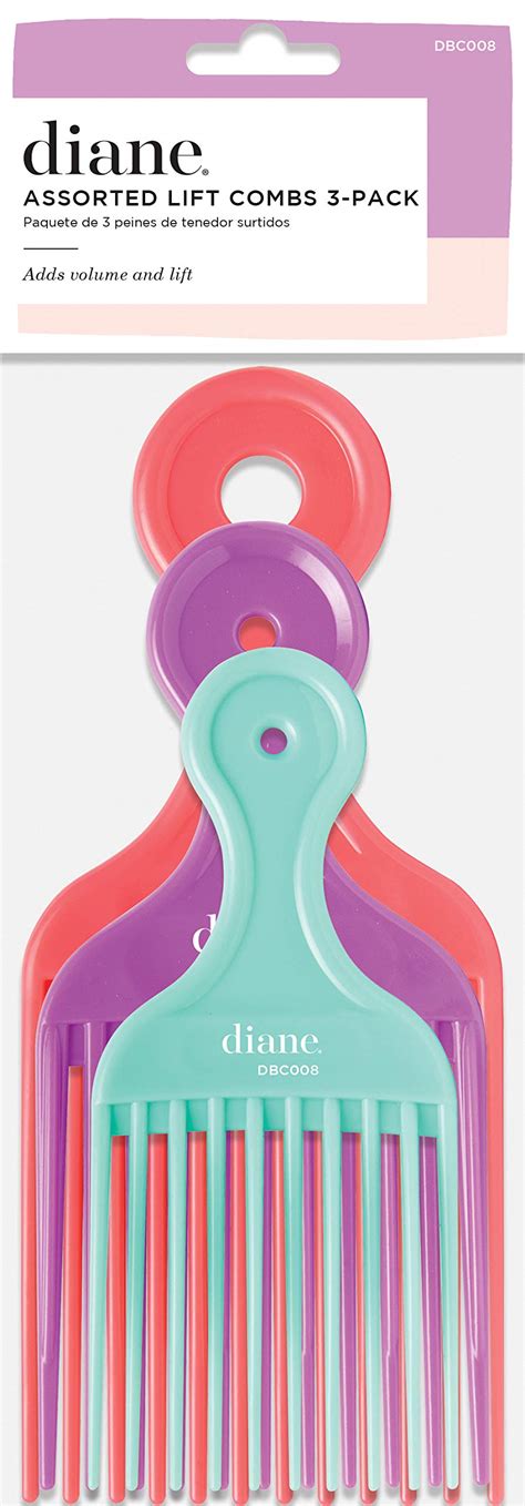 Diane Dbc008 Assorted Lift Combs 3 Pc Set Perfect For Voluminous