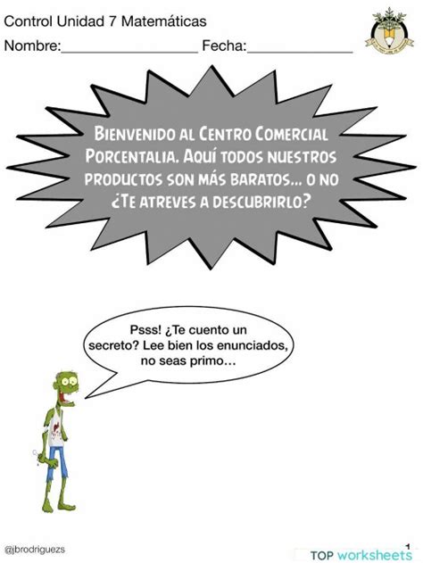 Control U7 Matemáticas Ficha Interactiva Topworksheets