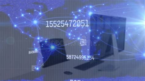 Animation Of Changing Numbers Connected Dots On Map Over Empty Chairs
