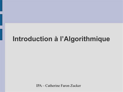 Introduction L Algorithmique