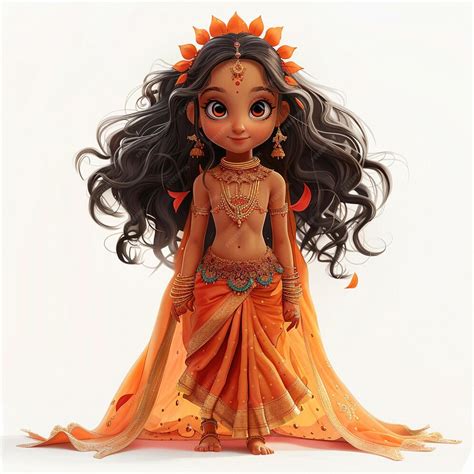 A Classic Indian Little Chibi Girl Charecter Premium Ai Generated Image