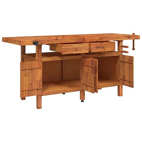 Durable Workbench With Drawers And Vices 192x62x83 Cm Solid Wood Acacia