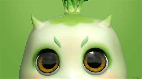 Zai Jian Guai Shou Green Color Brown Eyes Cartoon Character Cute Gaze