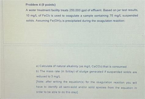 solved problem 4 9 points a water treatment facility