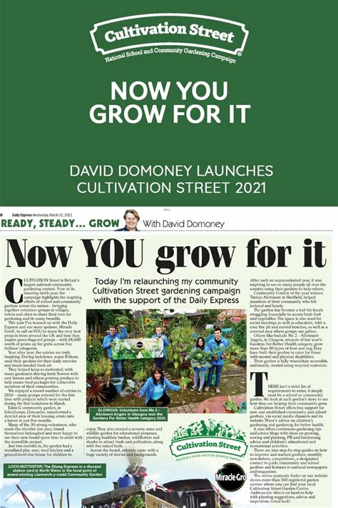 David Domoney Launches Cultivation Street 2021