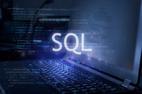 Inscrição Sql Contra Fundo Do Laptop E Do Código Aprenda Treinamento