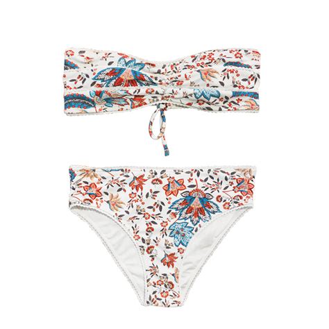 Floral Print Lace Up Strapless High Cut Bandeau Bikini Set China