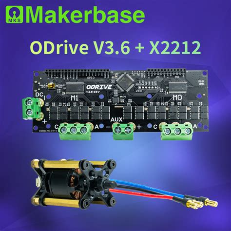 Makerbase Odrive3 6 56v With Mks X2212 Motor Foc Bldc Agv Servo Dual Motor Controller Board
