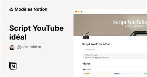 Modèle Script Youtube Idéal Marketplace Notion