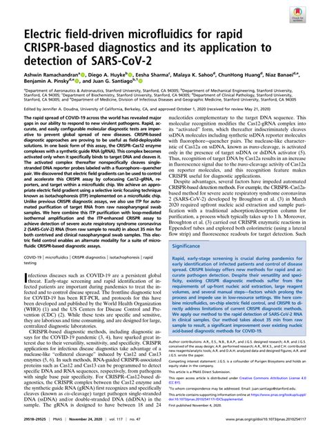 Pdf Electric Field Driven Microfluidics For Rapid Crispr Based Diagnostics And Its Application