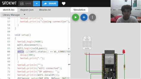 Rangkaian Esp32 Dengan Sensor Dht22 Dan Led Youtube