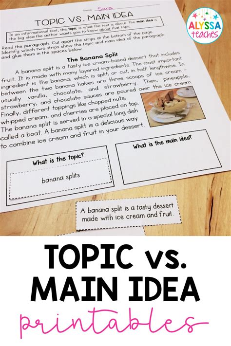 Identifying The Topic And Main Idea Teaching Teaching Main Idea 4th Grade Reading