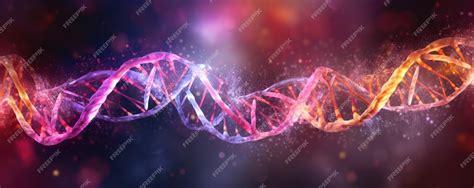 Premium Ai Image Panoramic Visualization Of Glowing Human Dna Strand