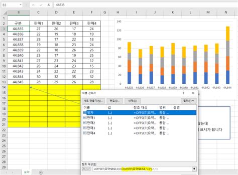 엑셀 동적차트 셀에 수식 입력되어 있는 경우 차트에 표시 되지 않게 지식in