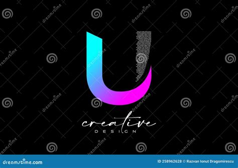 Purple U Letter Logo Design With Creative Letter U Made Of Black Text