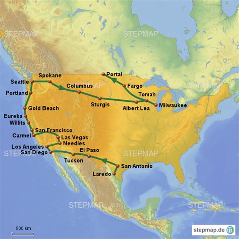 StepMap USA Landkarte für Nordamerika