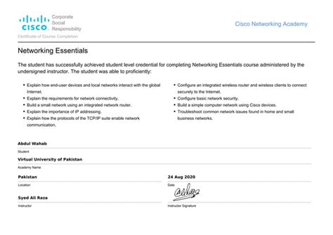 Networking Essentials Cisco Certificate Ppt