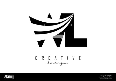 Creative Black Letter Wl W L Logo With Leading Lines And Road Concept