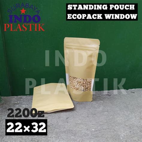 Jual Standing Pouch Paper Kraft Window 2200gram 22x32cm Ecopack Kpack
