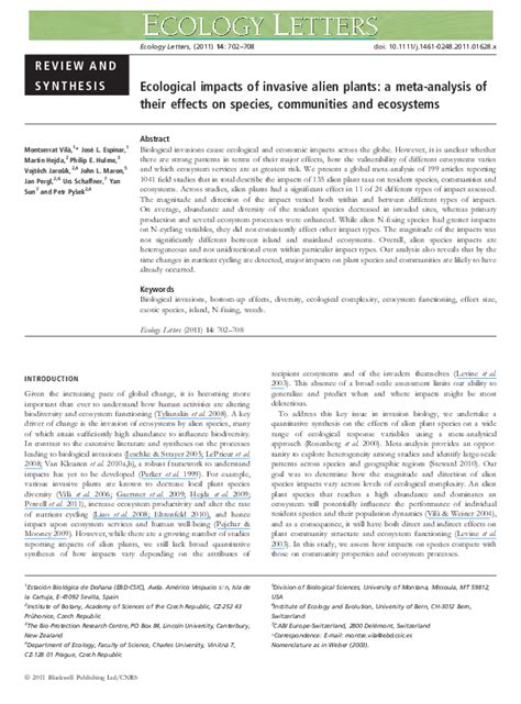 Pdf A Global Assessment Of Invasive Plant Impacts On Resident Species Communities And