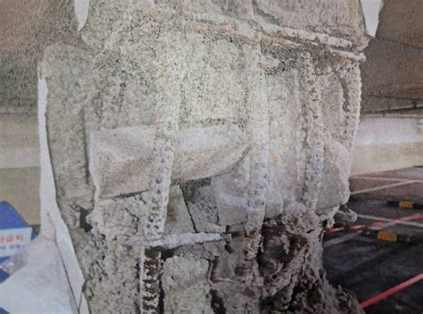 일산 아파트 지하주차장 기둥 파열…“타설 공간에 벽돌·콘크리트 덩어리”