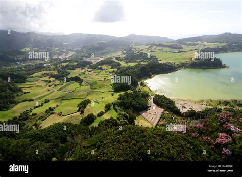 Azores San Miguel Furnas View Over Vulkano Lake Stock Photo Alamy