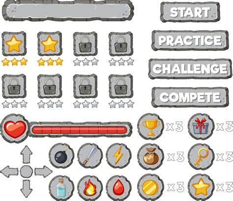 Game Element Template Design Set 12404264 Vector Art At Vecteezy