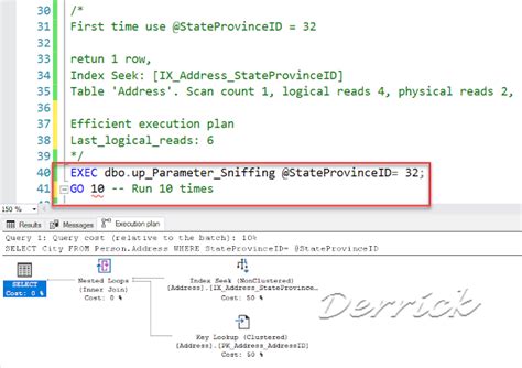 德瑞克：sql server 學習筆記 [sql server] parameter sniffing sp recompile