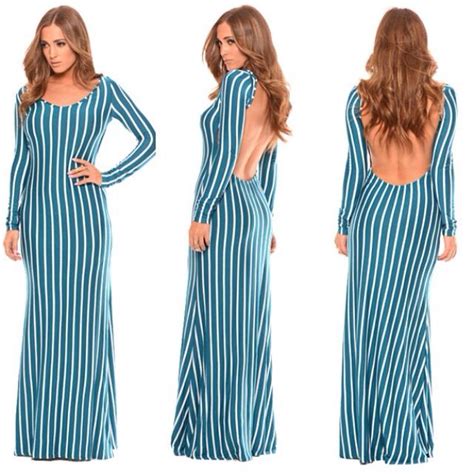 Open Back Striped Maxi Maxi Dress Dress Women