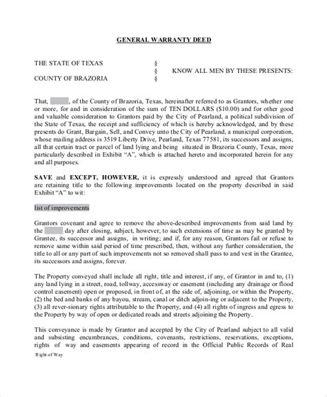 Free 9 General Warranty Deed Samples In Ms Word Pdf