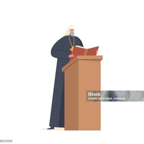 손에 성경을 들고 있는 정교회 사제 신성한 의식을 거행하고 성례전을 집행하는 종교 지도자 공동체에 대한 스톡 벡터 아트 및 기타