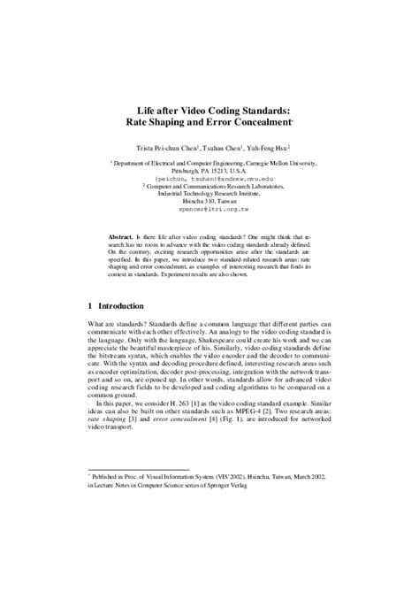 pdf life after video coding standards rate shaping and error concealment