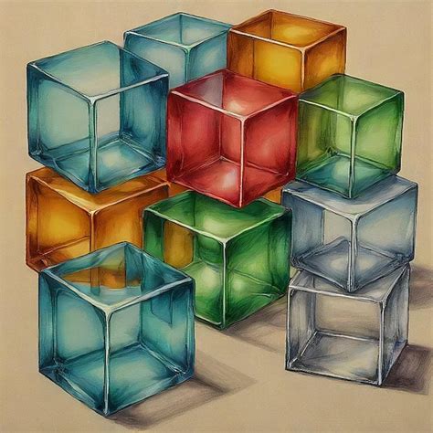 Glass Cubes Three Dimensional Design Ai Generated Premium Ai