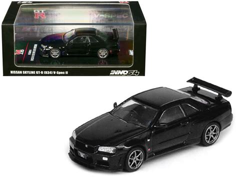 1 64 Inno Nissan Skyline Gt R Gtr R34 V Spec Ii Black Diecast Car
