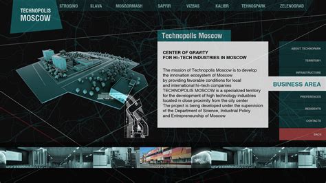 Interactive map about Moscow's technoparks on Behance