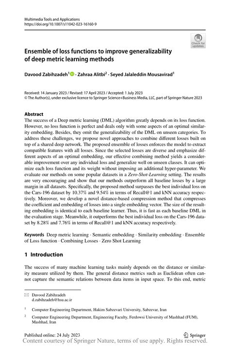 Ensemble Of Loss Functions To Improve Generalizability Of Deep Metric
