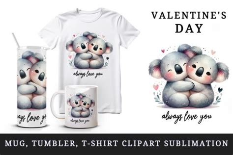 Valentines Day Koala Mug Wrap Clipart Graphic By Tati Design
