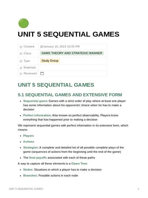 Unit 5 Sequential Games Pdf Gaming Microeconomics