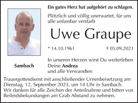 Uwe Graupe Traueranzeige Franken De