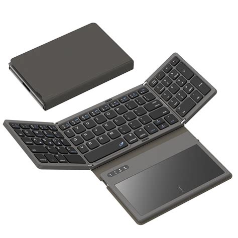 Geodmaer Foldable Bluetooth Keyboard Portable Full Size Folding Keyboard With Large Touchpad