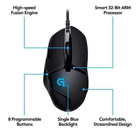 Logitech G 402 Hyperion Fury Wired Gaming Mouse 4 000 Dpi Lightweight 8 Programmable Buttons