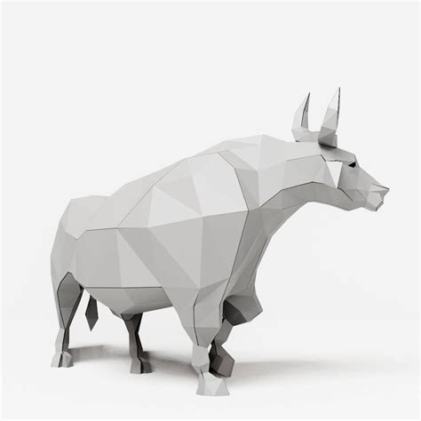 Posing Bull Papercraft Bull 3d Papercraft Bull Template Low Poly