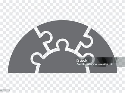 회색의 간단한 아이콘 퍼즐 세 가지 요소의 간단한 아이콘 반원 퍼즐과 웹 사이트 디자인 앱 Ui를 위한 투명한 배경을 중심으로 합니다 Eps10입니다 인포그래픽에 대한 스톡