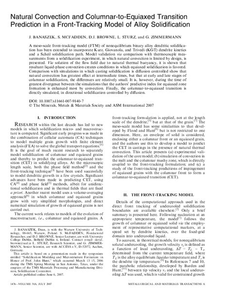 Pdf Columnar To Equiaxed Transition In Solidification Processing