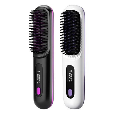 Hair Brush Cordless Straightener Comb Ceramic Lcd Display Usb
