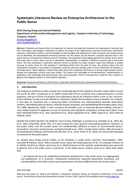 systematic literature review on enterprise architecture in the pdf