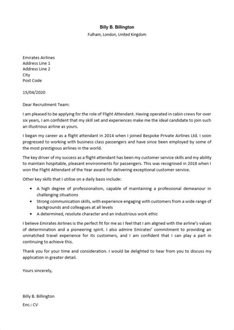 Writing A Cover Letter For Cabin Crew Job Sample Lett