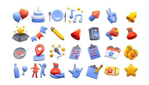 premium photo 3d inflatable holiday icons aligned in a row for design use